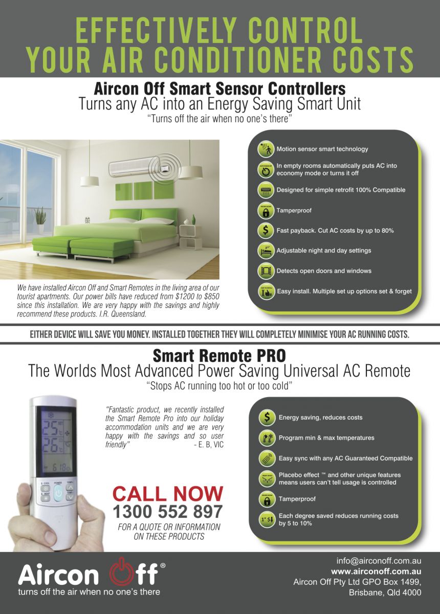 Air conditioner motion sensor, controller & A C universal remotes